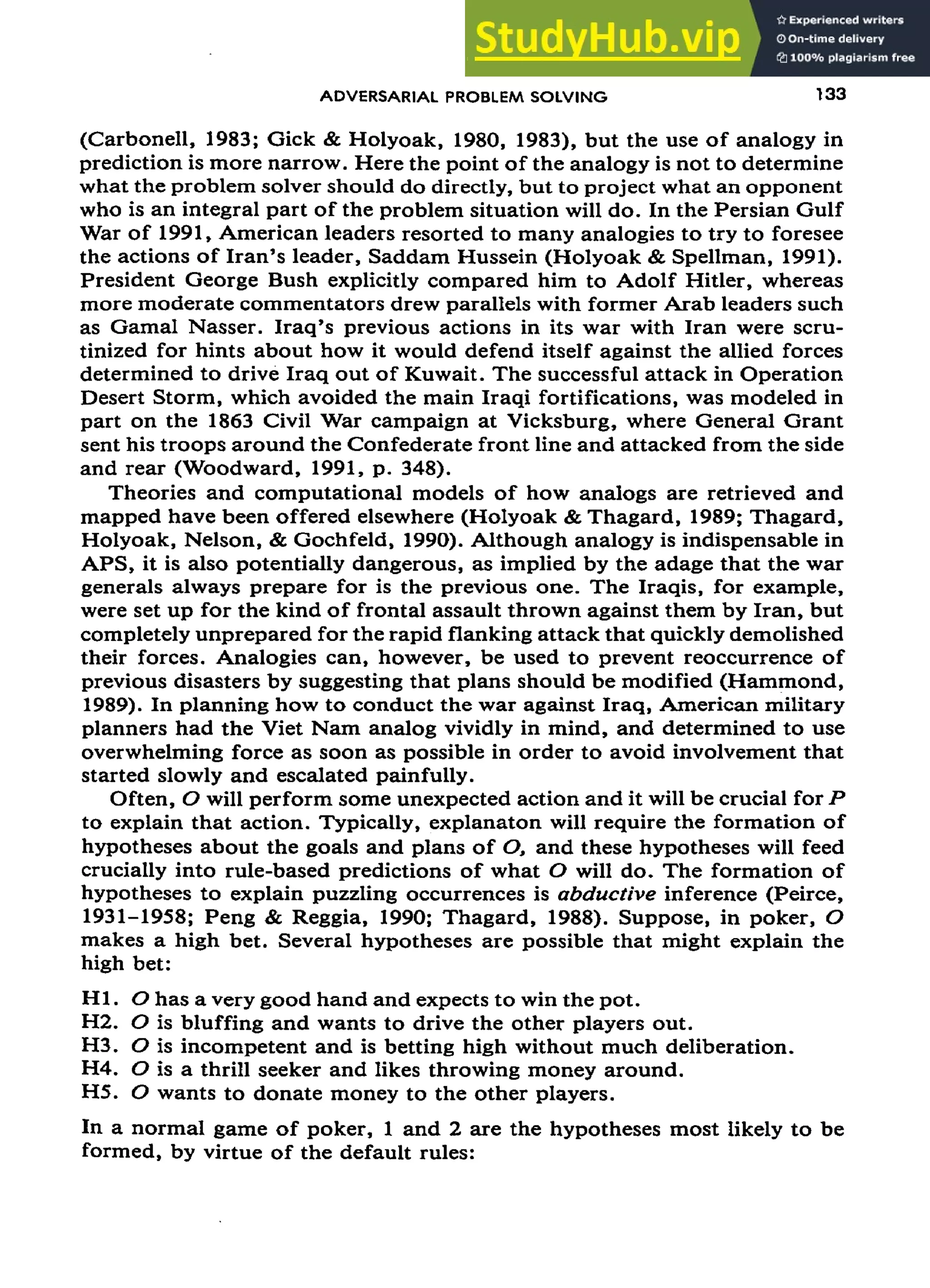 Adversarial Problem Solving Modeling An Opponent Using Explanatory ...