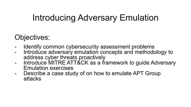 Adversary Emulation Workshop | PDF