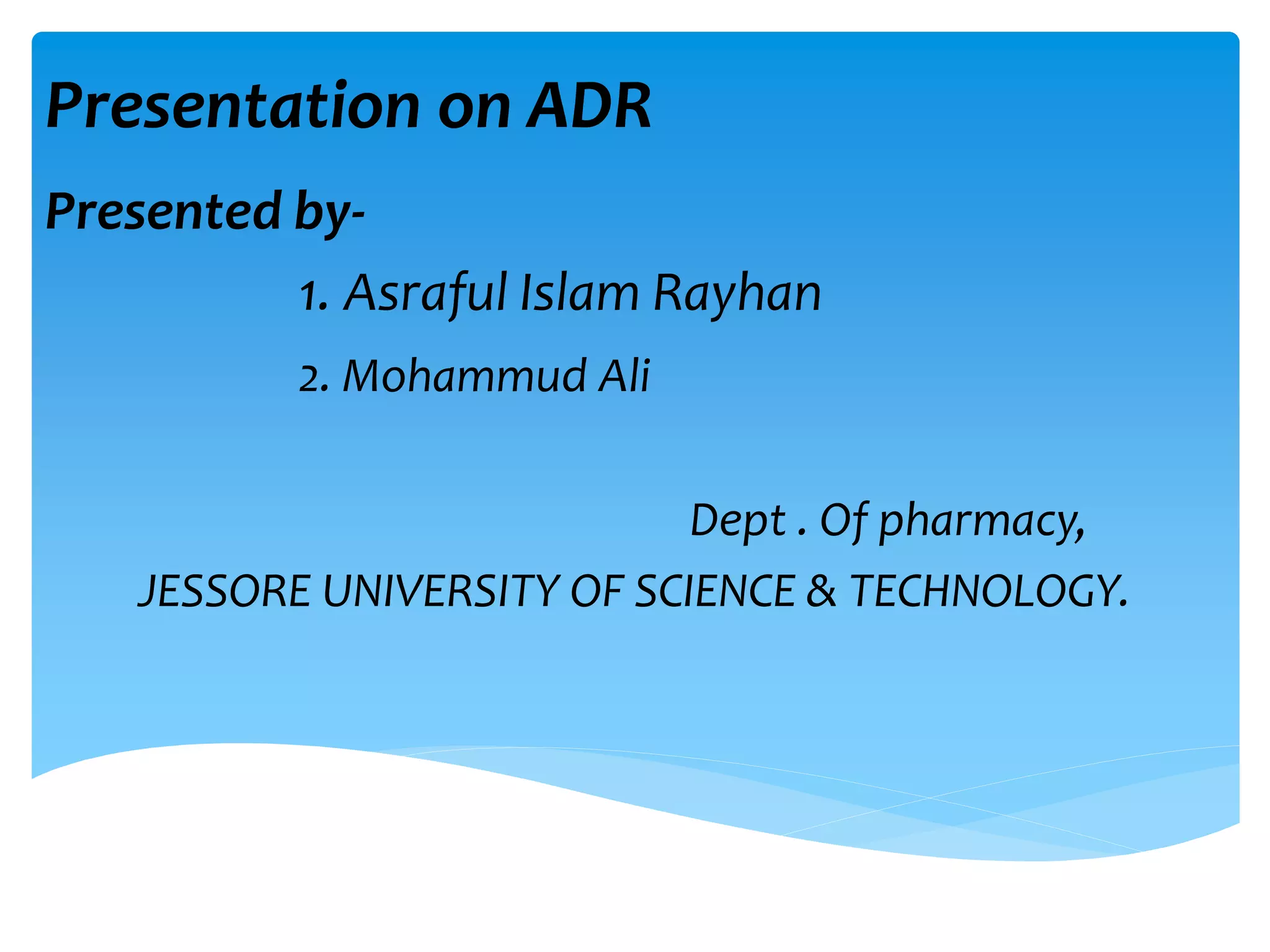 Adverse drug reaction ppt | PPTX