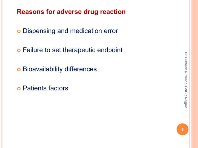 Adverse drug reaction | PPTX | Chemistry | Science