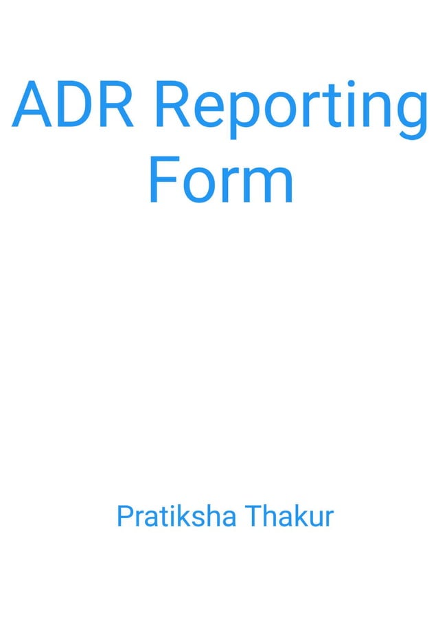 Adverse Drug Reaction (ADR) Reporting Form | PDF | Chemistry | Science