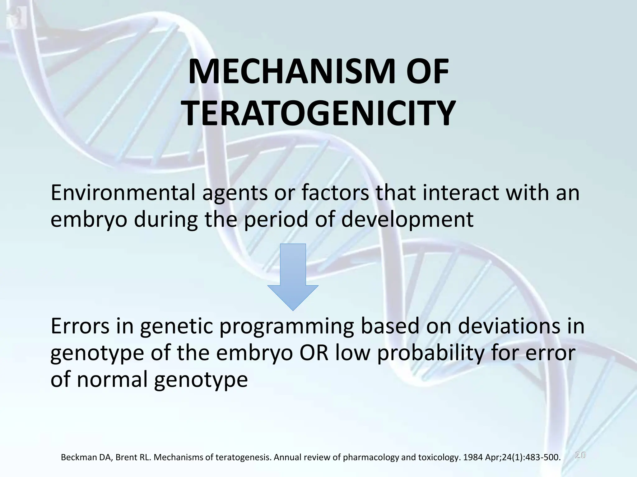 ADVERSE DRUG REACTIONS: TERATOGENICITY, MUTAGENICITY AND ...