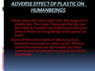 Adverse effects of plastics | PPTX