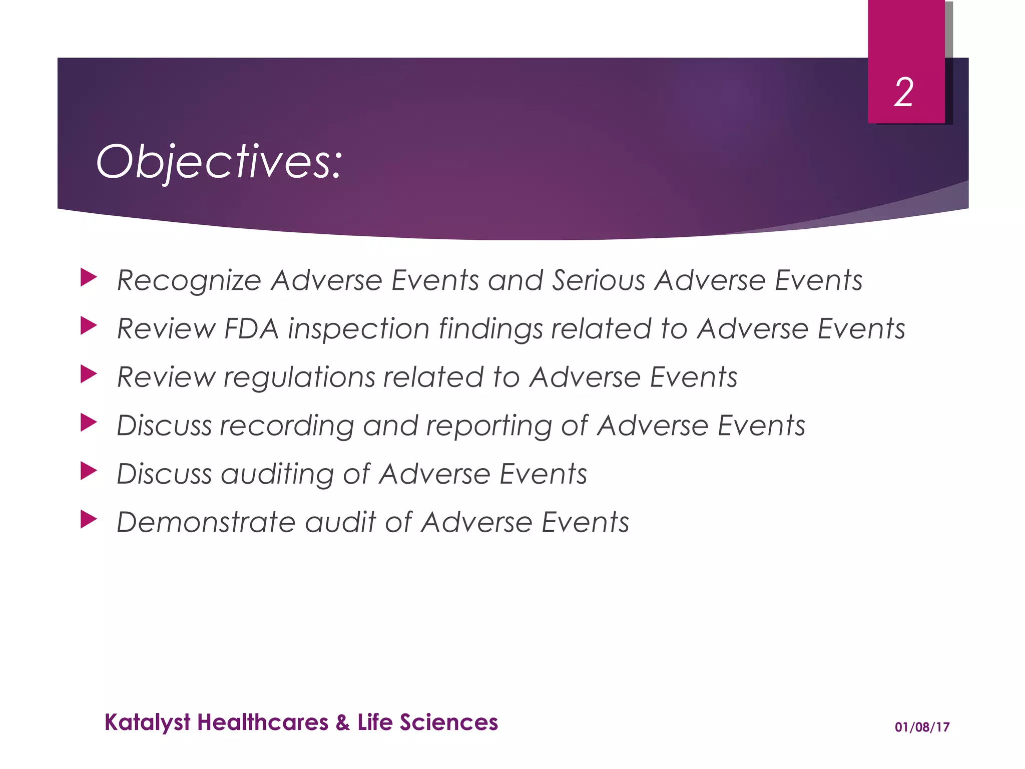 Adverse Events and Serious Adverse Events - Katalyst HLS | PPT