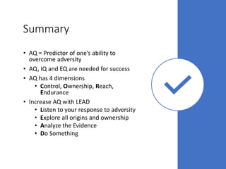 Adversity Quotient-Book Summary | PDF