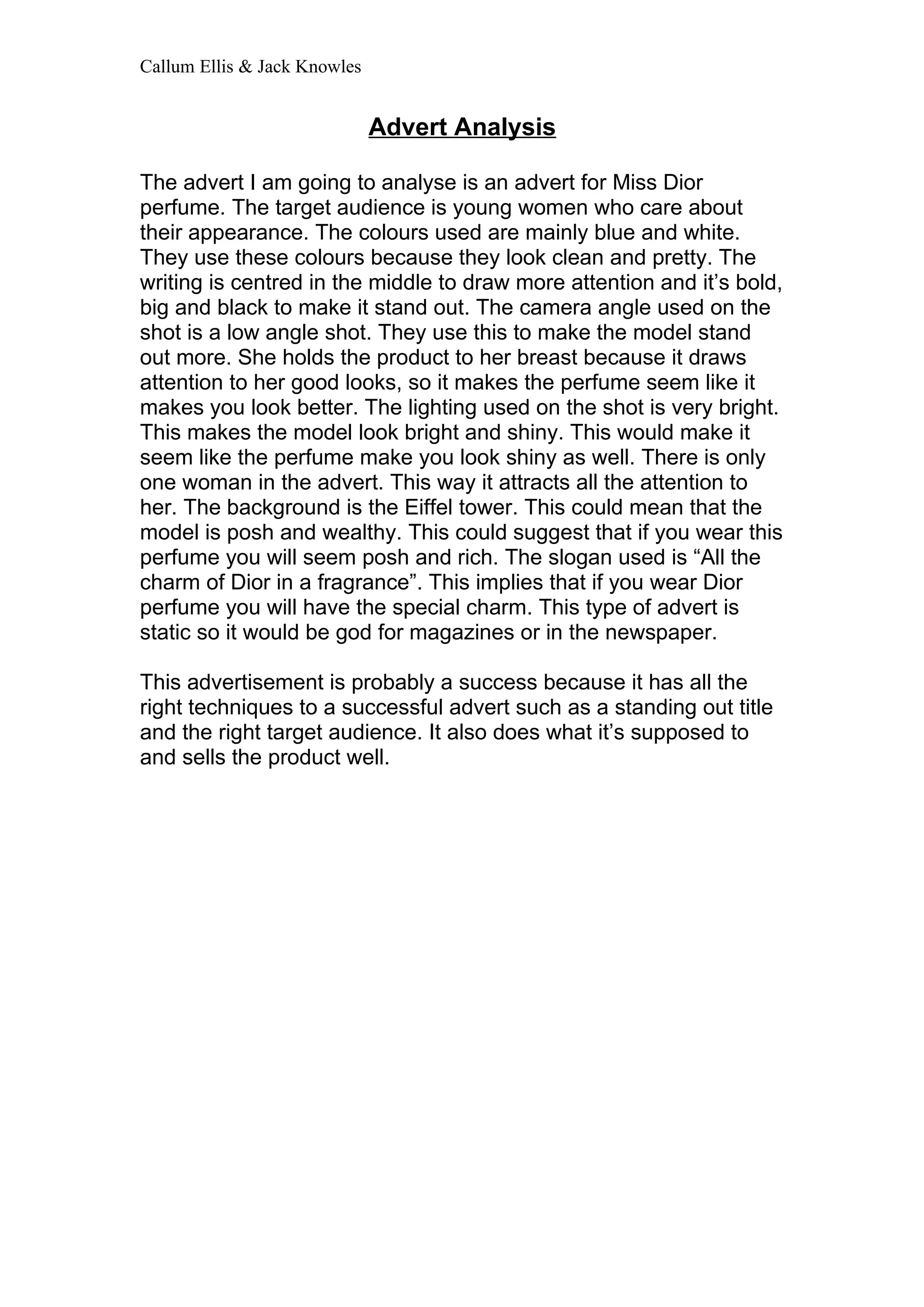 Advert Analysis | DOC