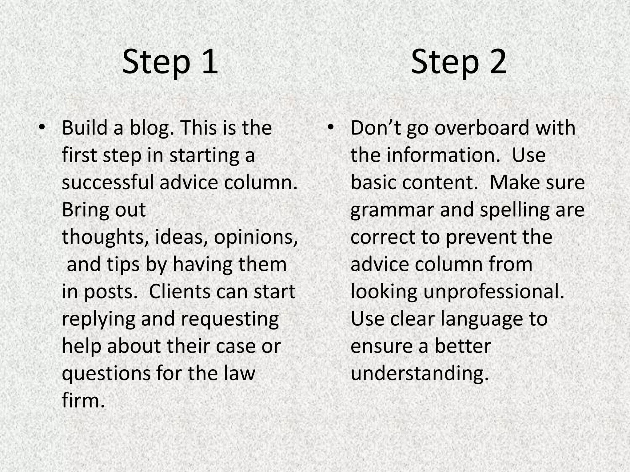 Advice Columns for Law Firms | PPTX