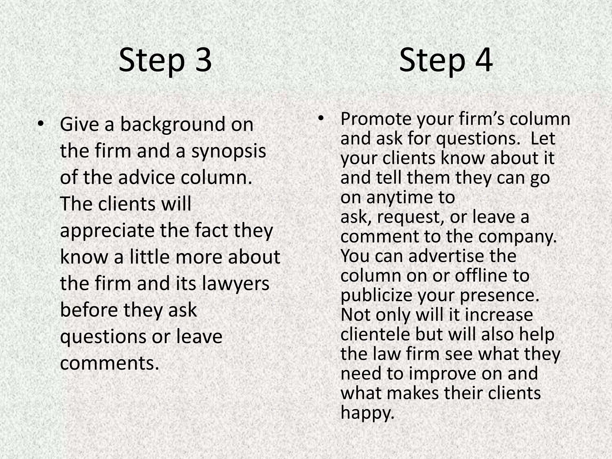 Advice Columns for Law Firms | PPTX