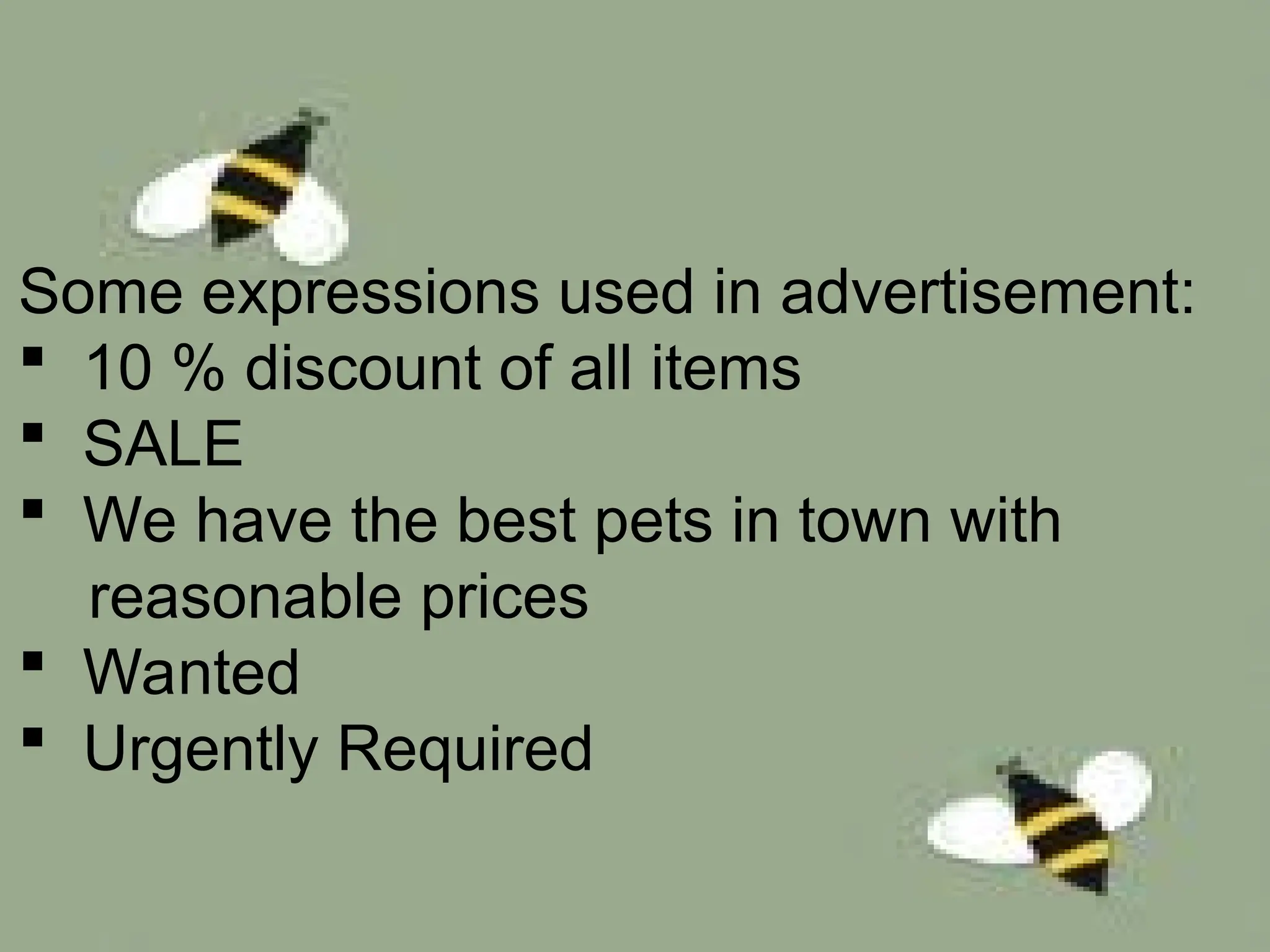 Advertisements in English material grade 9.ppt