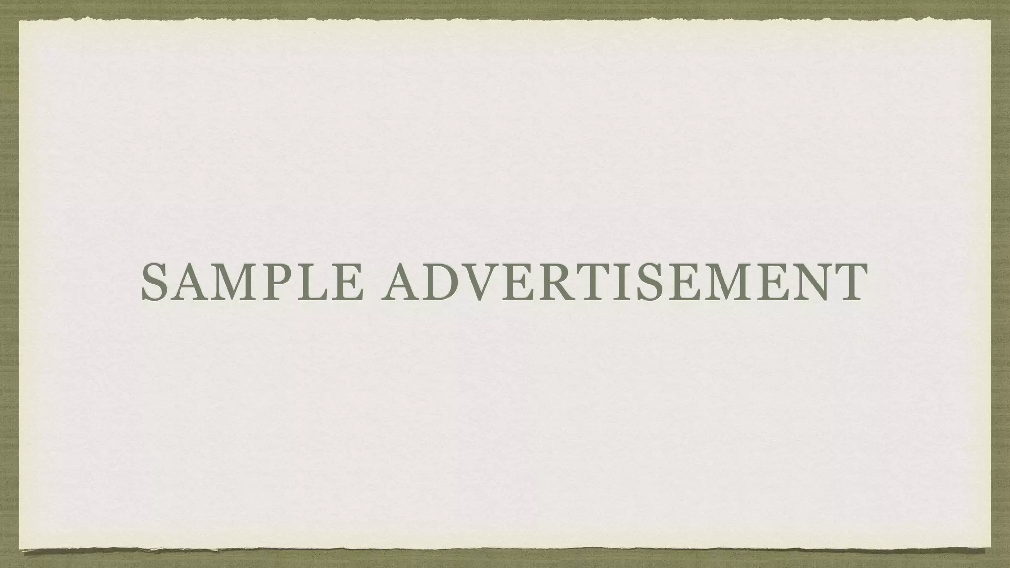 Advertisement — situation vacant and situation wanted | PPTX