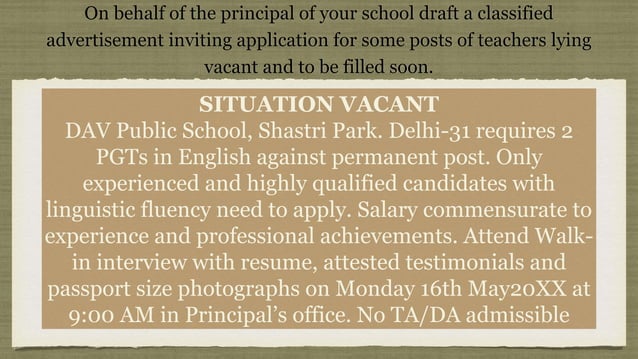 Advertisement — situation vacant and situation wanted | PPTX | Resume ...