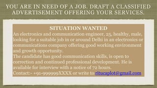 Advertisement — situation vacant and situation wanted | PPTX