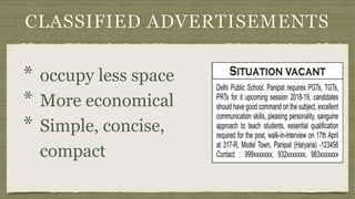 Advertisement — situation vacant and situation wanted | PPTX