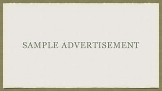 Advertisement — situation vacant and situation wanted | PPTX