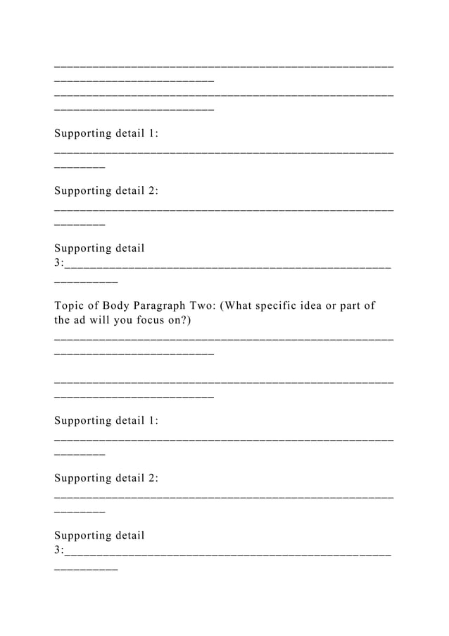 Advertisement Analysis Essay OutlineWhat is your ad and what is .docx