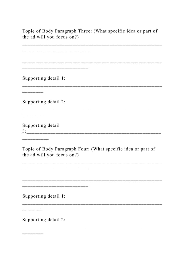 Advertisement Analysis Essay OutlineWhat is your ad and what is .docx