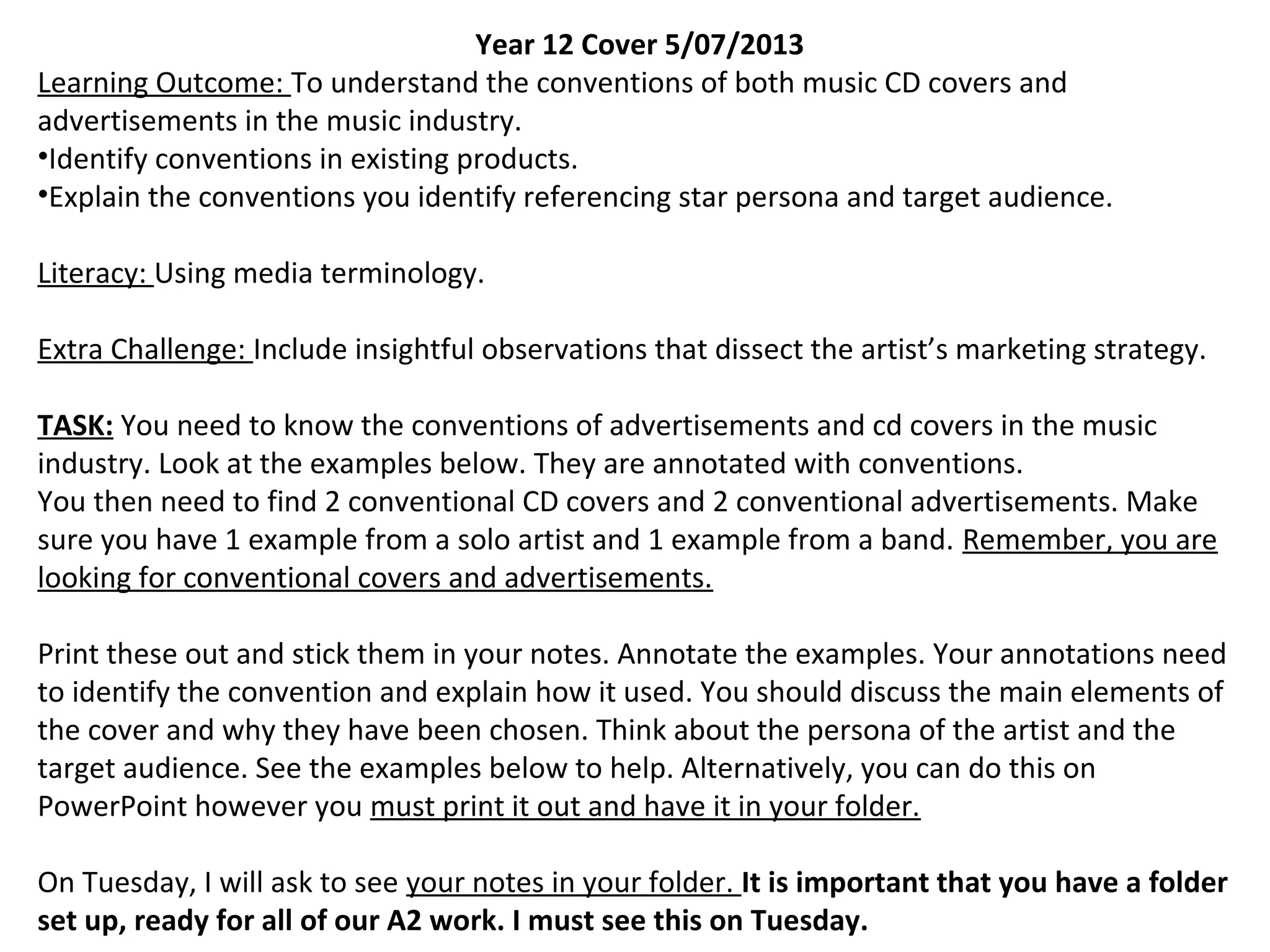 Advertisement and Album Cover Annotation Examples | PPT