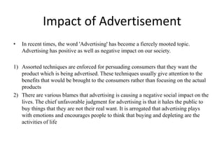 A Study on Advertisement and Its After Effects on Consumerism | PDF