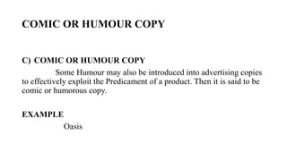 TYPES OF ADVERTISEMENT COPY | PPTX