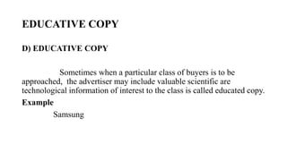 TYPES OF ADVERTISEMENT COPY | PPTX
