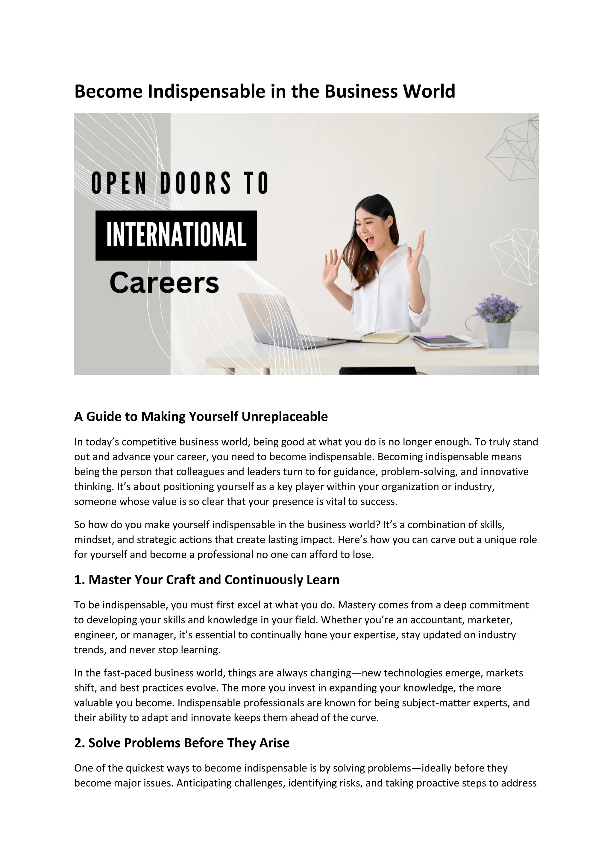 Become Indispensable In The Business World | PDF