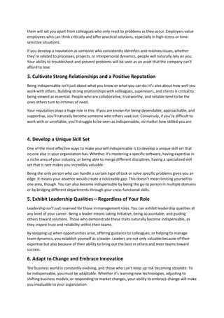 Become Indispensable In The Business World | PDF