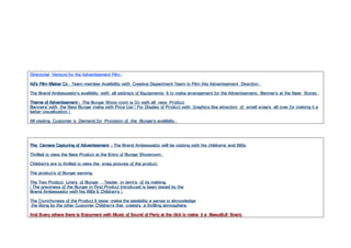 Advertisement film script “ burger sales in cities “ | DOCX