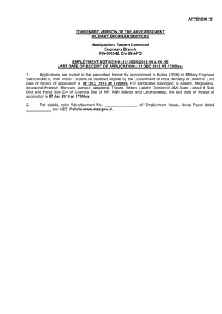 MES notification 2015 | PDF