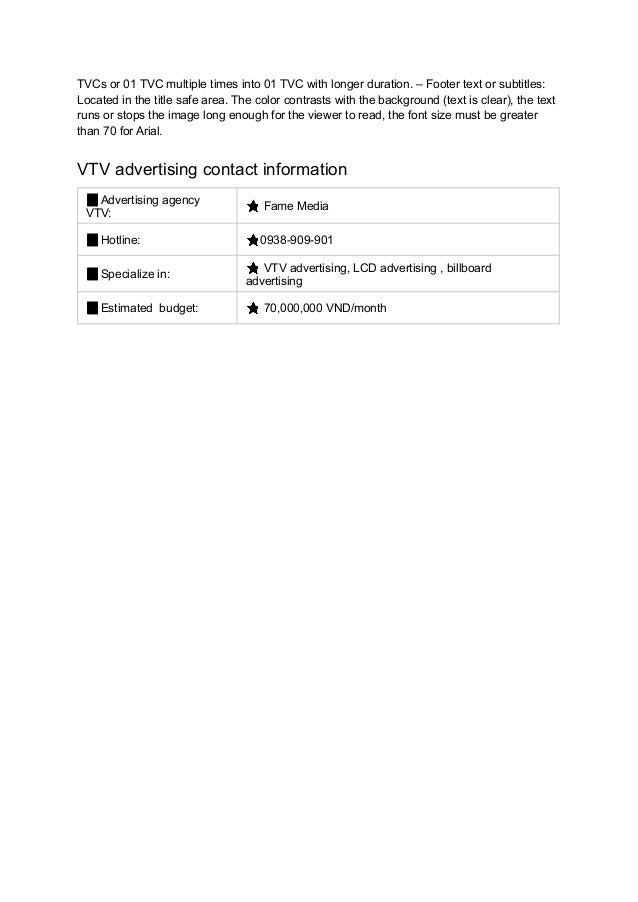 Advertisement price list vtv 2022 – Vietnam television | PDF