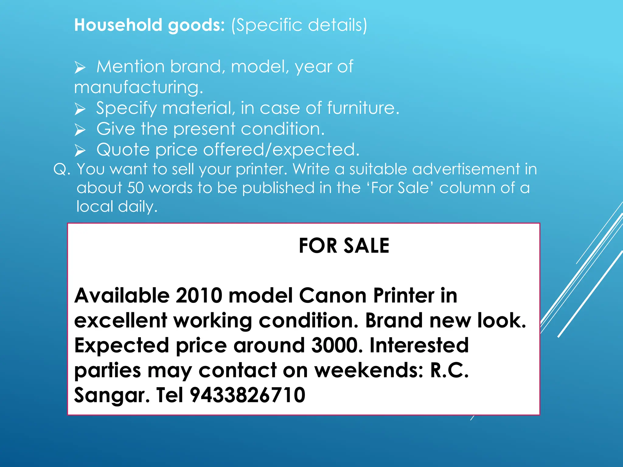 Advertisements-Classifieds class 11 writing skills | PPTX