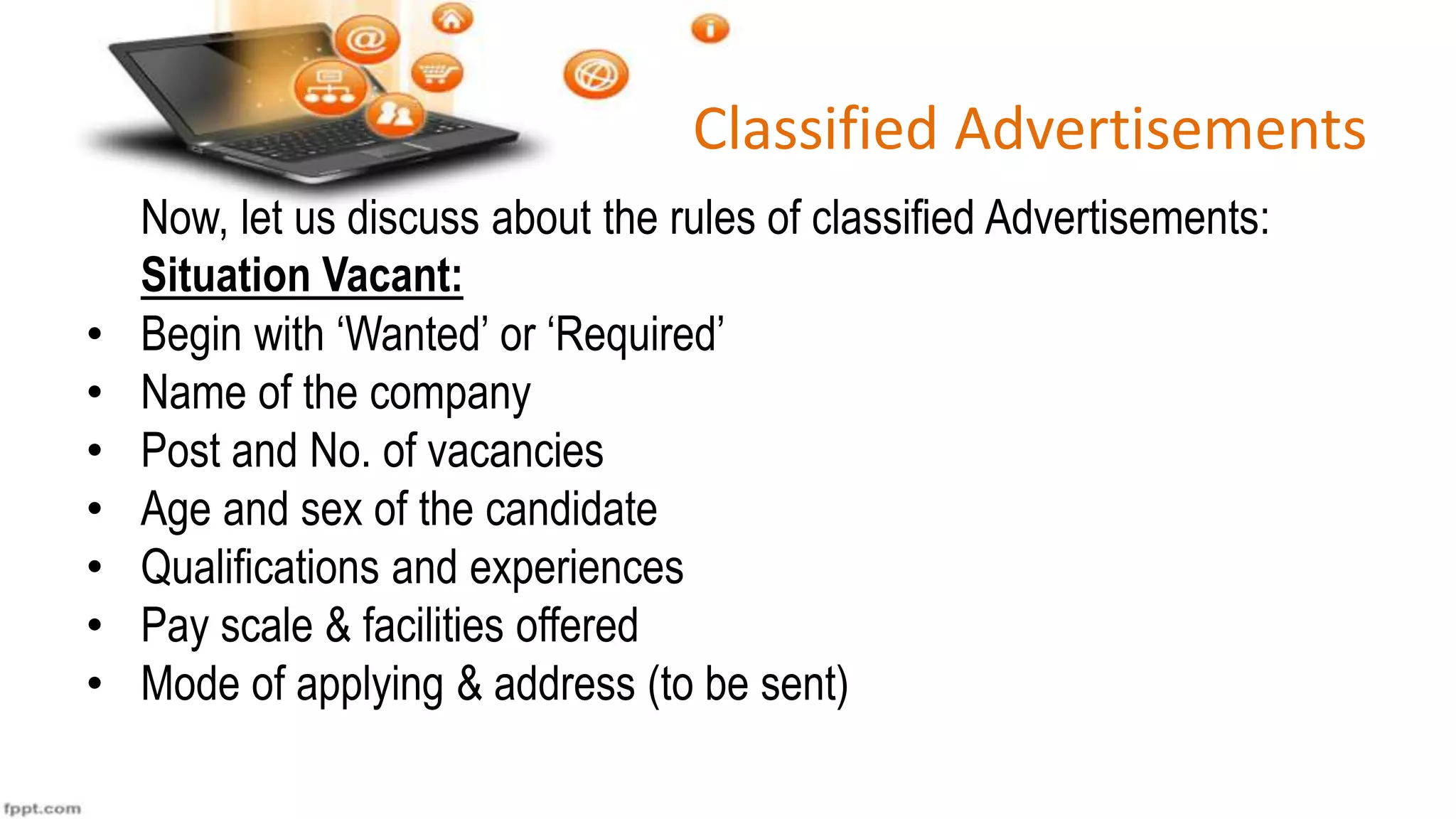 Classified Advertisements | PPTX