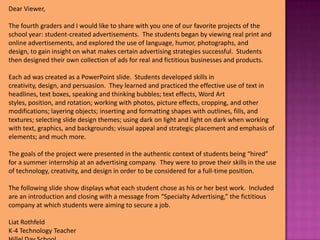 A Collection of Advertisements (Created by Mrs. Brown's 4th Grade Class ...