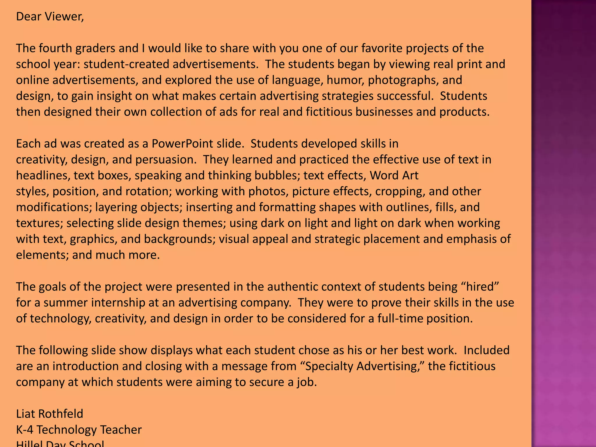 A Collection of Advertisements (Created by Mrs. Partovich's 4th Grade ...