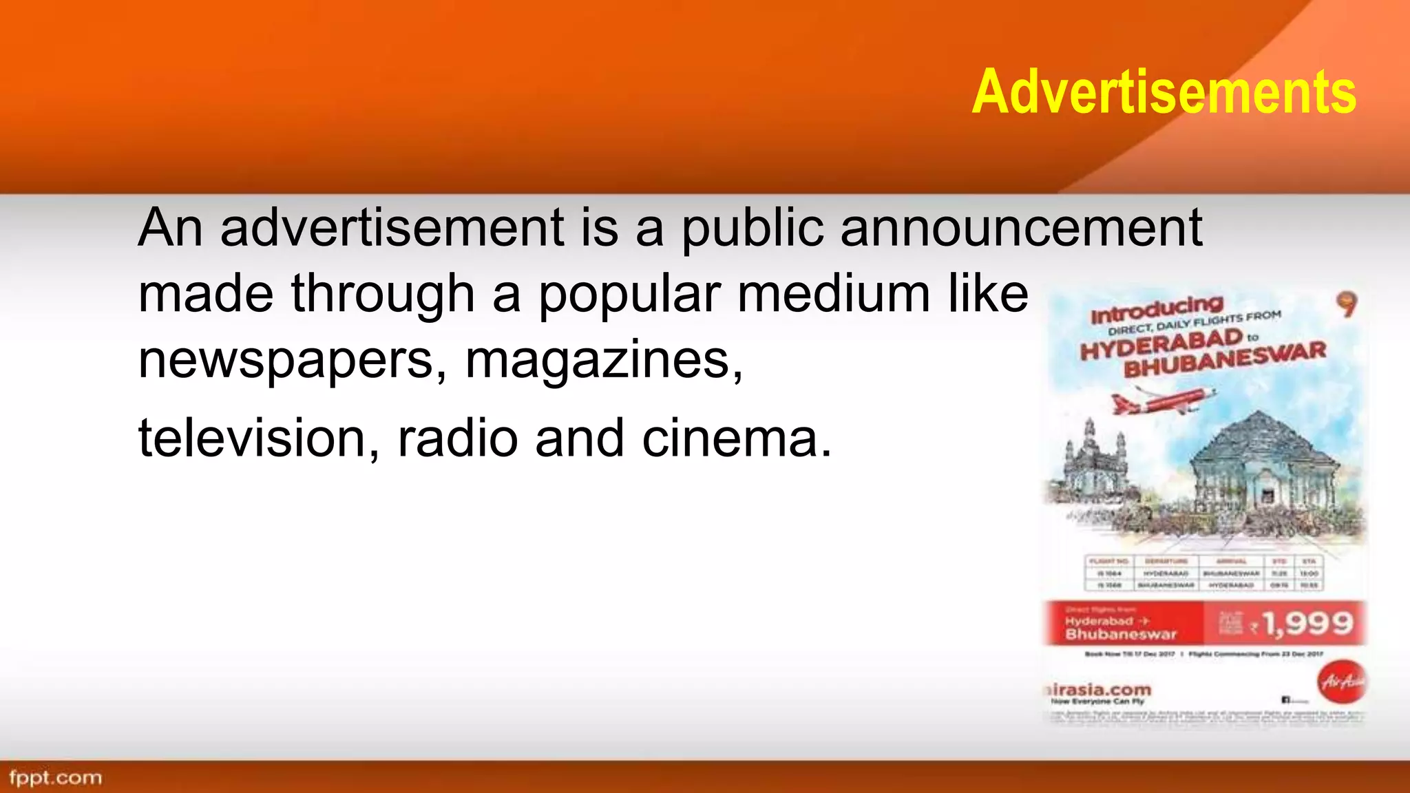 Advertisements for Class XI & XII | PPSX