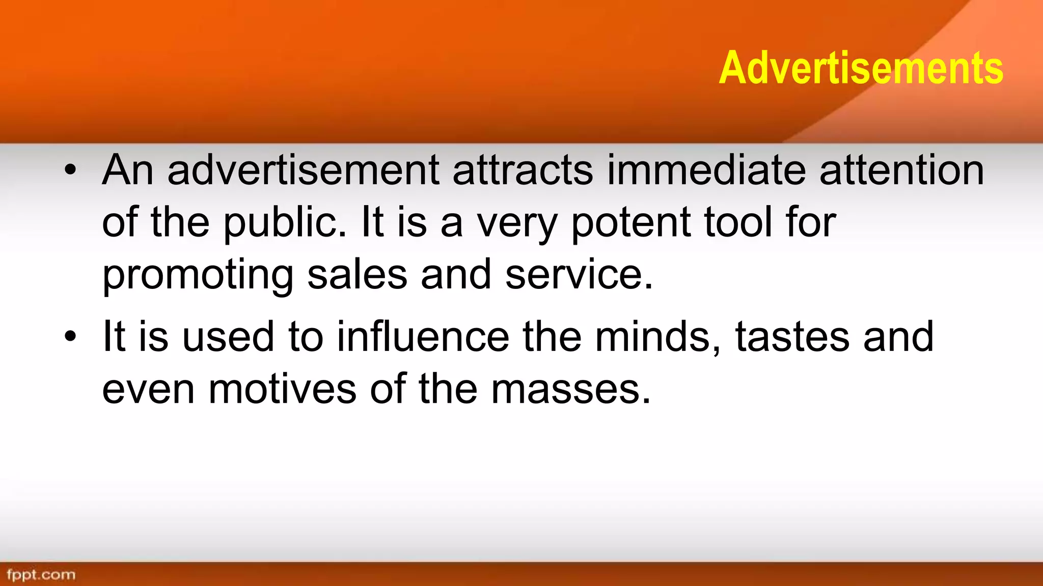 Advertisements for Class XI & XII | PPSX