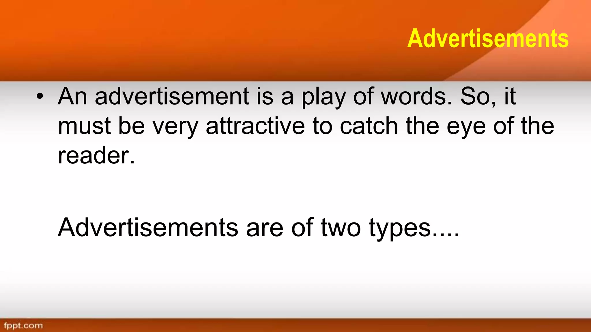 Advertisements for Class XI & XII | PPSX