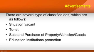 Advertisements for Class XI & XII | PPSX