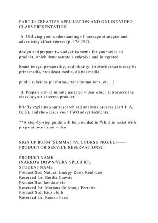 Advertisements & Video Segment BU504 SUMMATIVE COURSE PROJE.docx