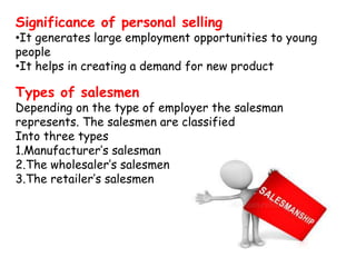 advertisement, salesmanship and personal selling | PPTX