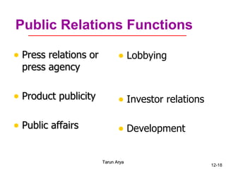Advertising, Sales Promotion, & Public Relations | PPT