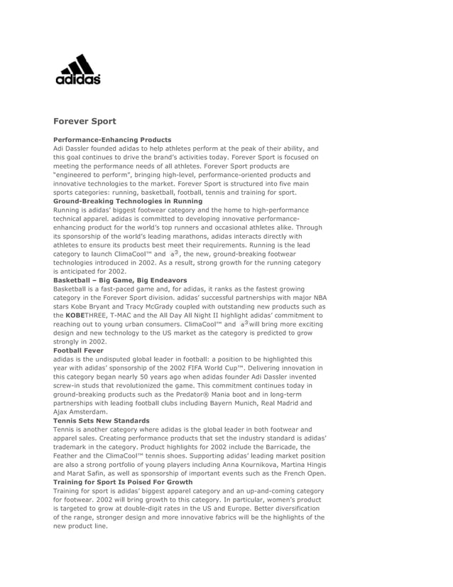 Advertising strategy of Adidas (Article)