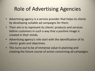 Advertising agency and its functions | PPTX