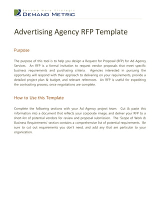 Advertising Agency RFP Template | PDF