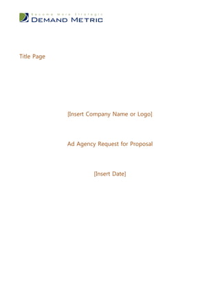 Request For Proposal Cover Page