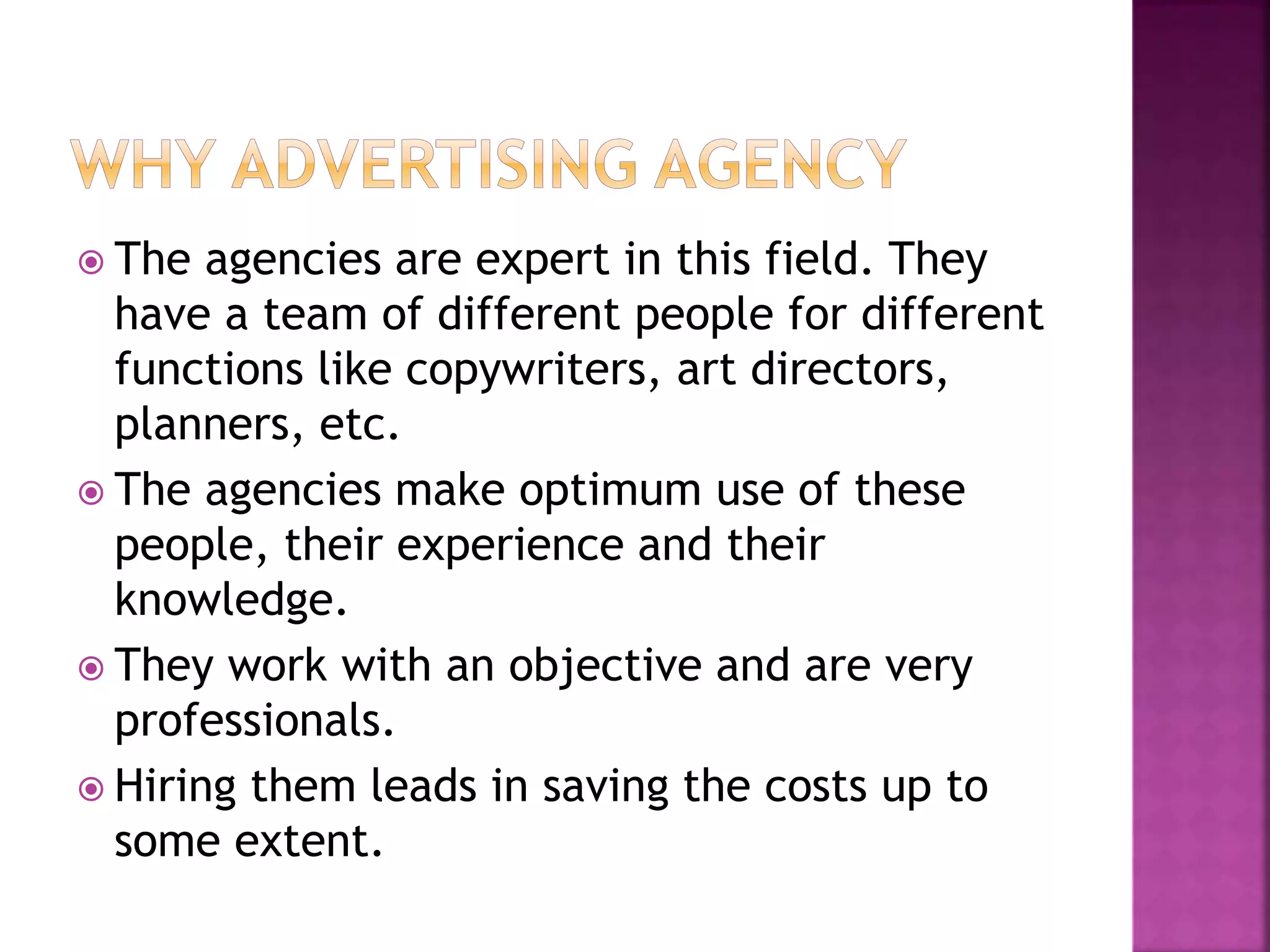 Advertising agency, role and types | PPTX
