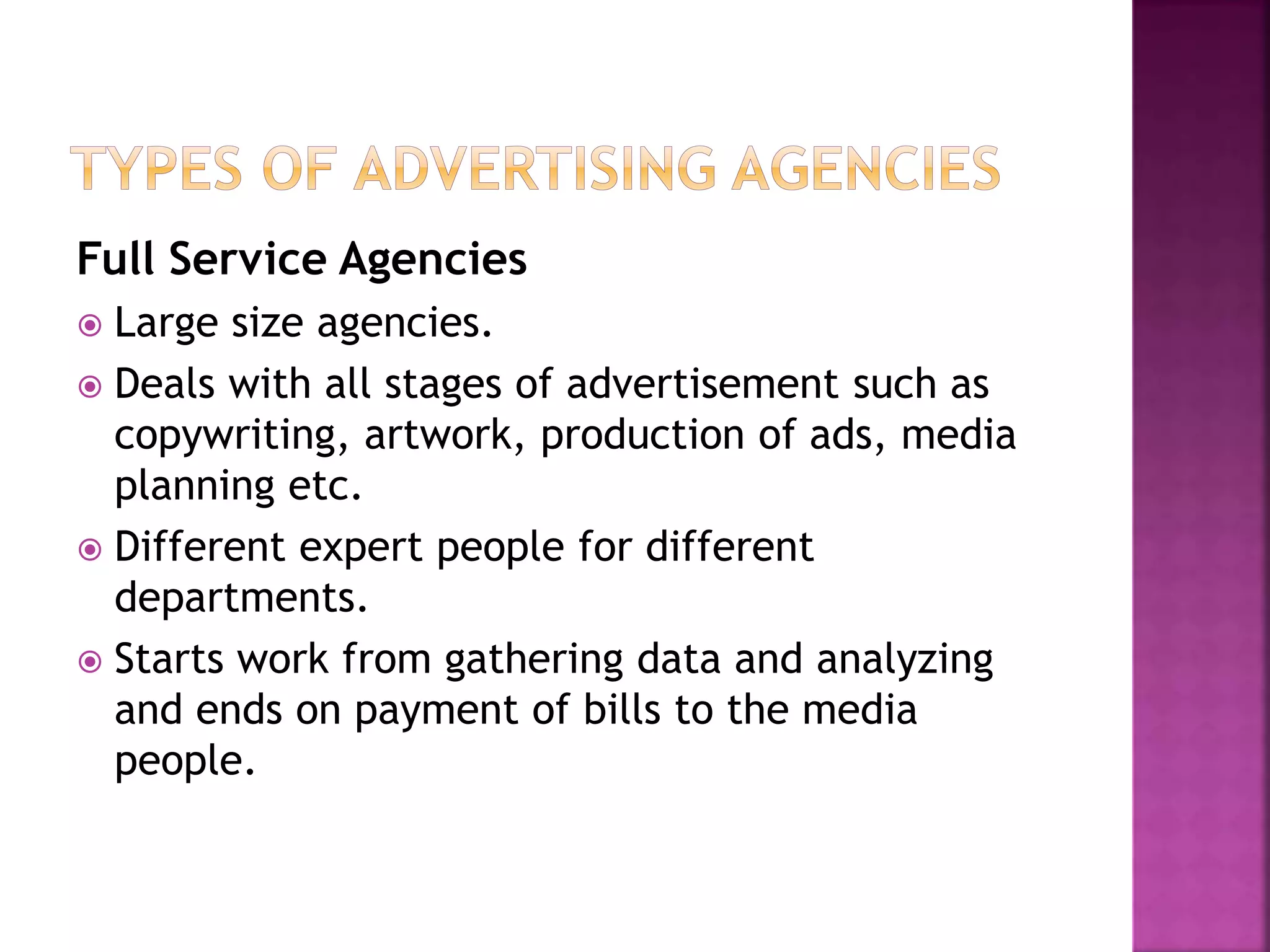 Advertising agency, role and types | PPTX