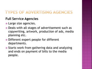 Advertising agency, role and types | PPTX