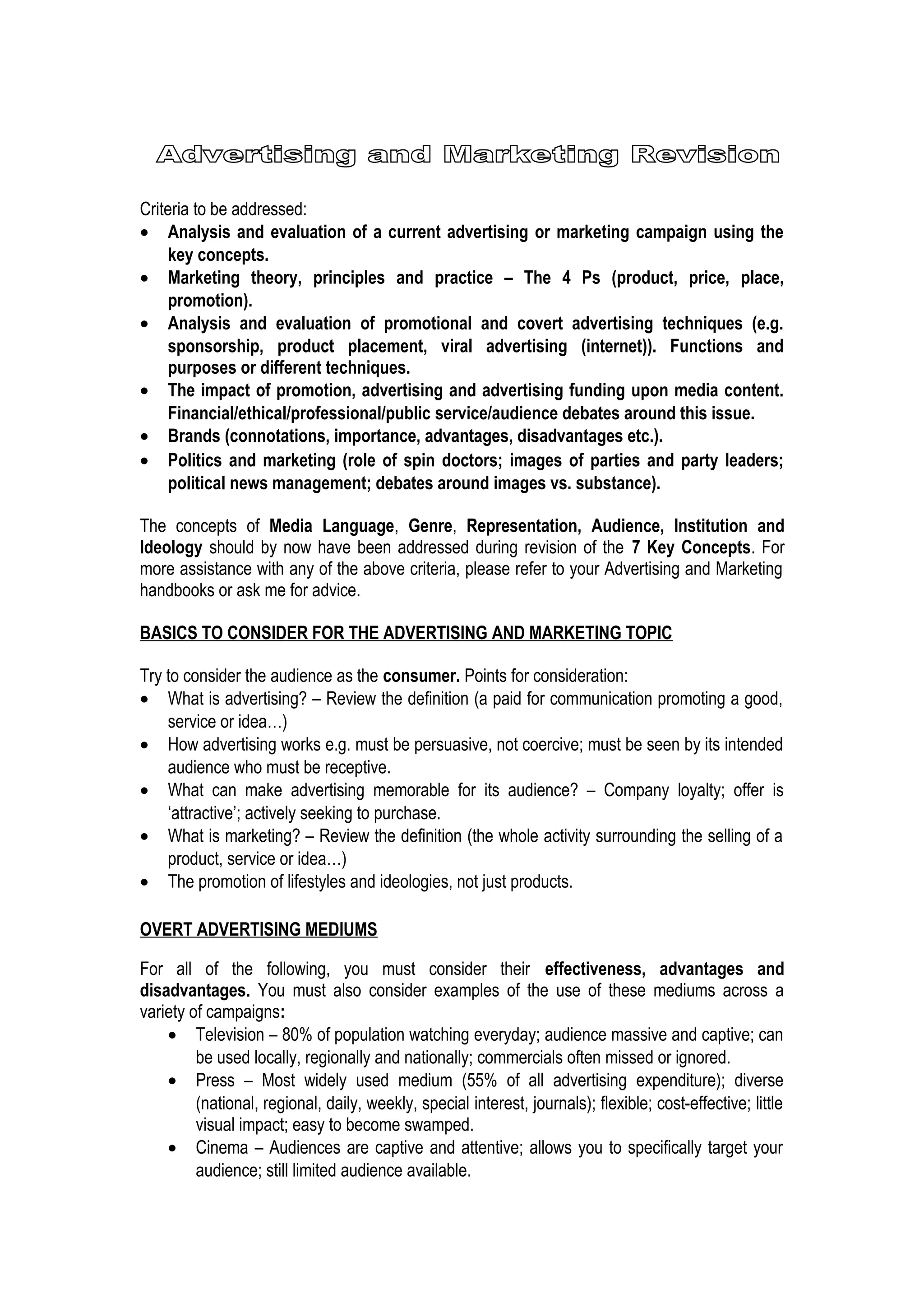 Advertising and marketing | DOC