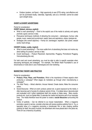 Advertising and marketing | DOC | Marketing and Advertising | Business