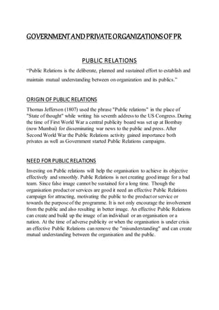 GOVERNMENT AND PRIVATE ORGANIZATIONS OF PR | DOCX